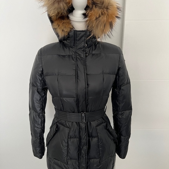 Add | Jackets & Coats | Add Black Nylon Thigh Length Belted Removable ...